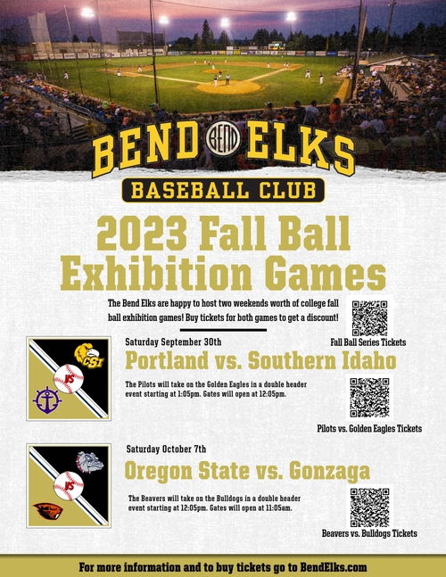 Bend Elks Welcome 2023 Fall Ball Exhibition Games! — Bend Elks Baseball ...