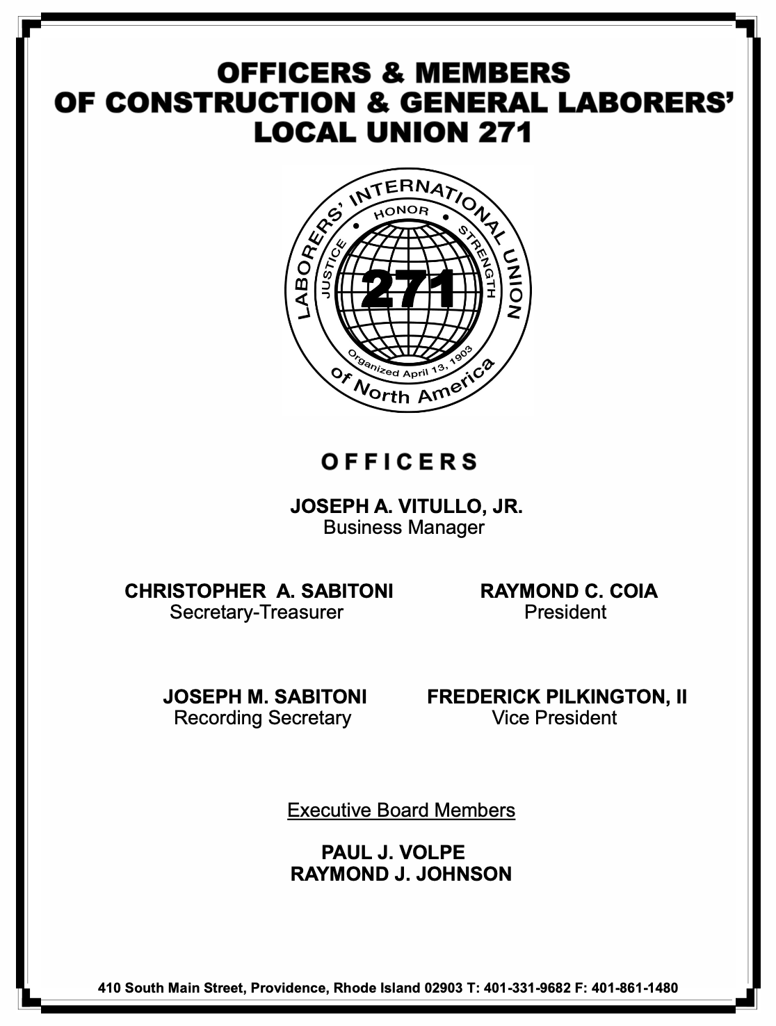 Local 271 Leadership — Local 271