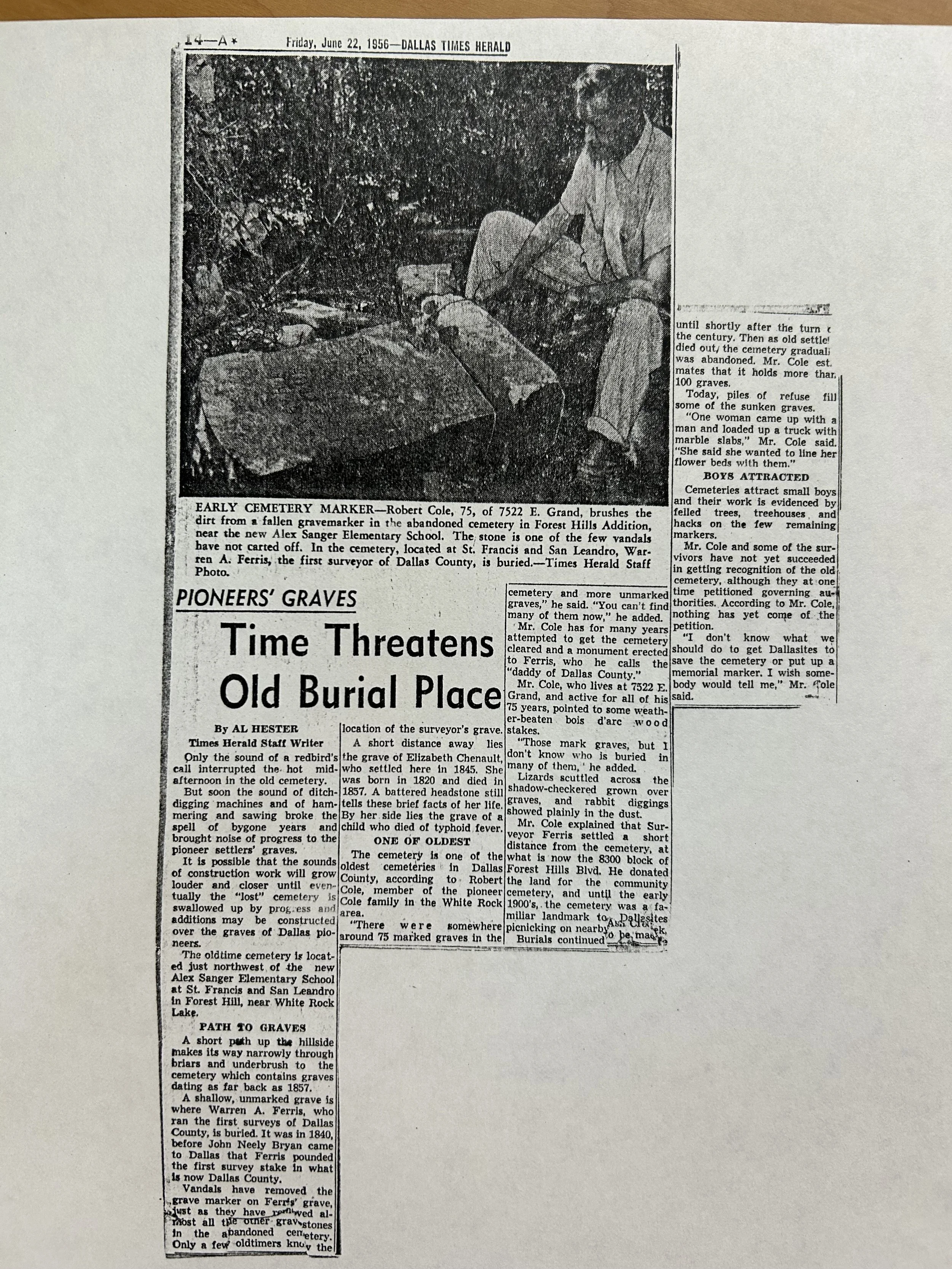 The Making of a Historic Texas Cemetery — Friends of the Warren Ferris ...