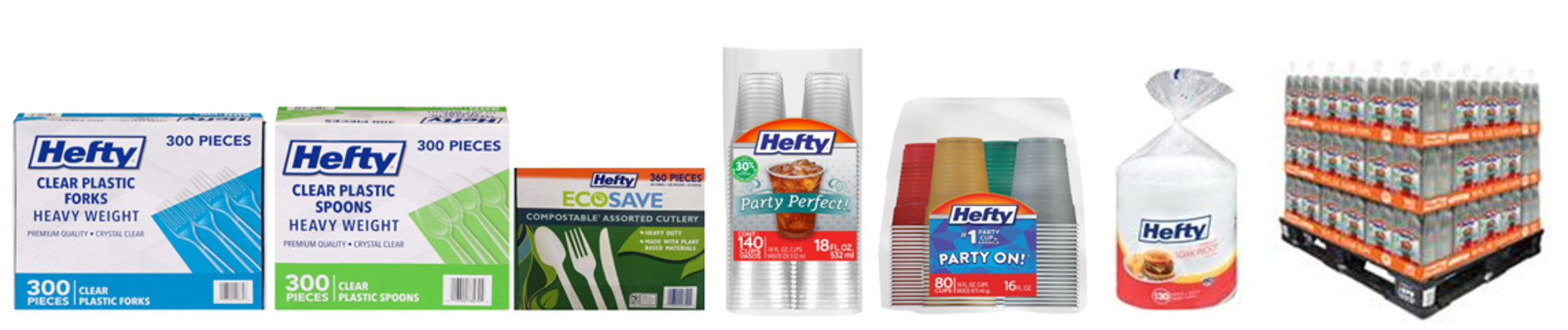 Hefty Heavy Weight Clear Spoons, Forks, Party Cups, and Plates — Global ...