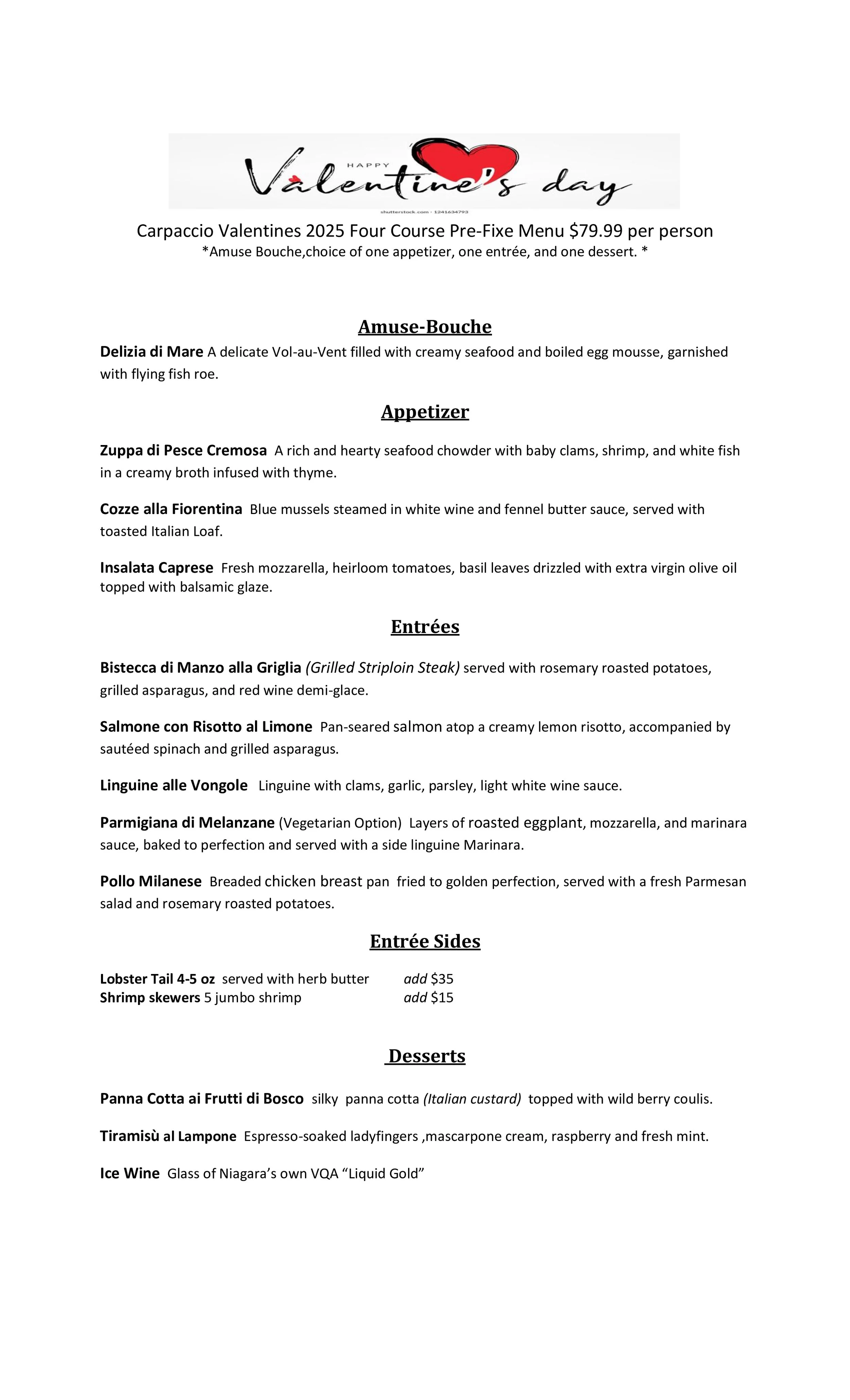 Patio Menus — CARPACCIO RESTAURANT