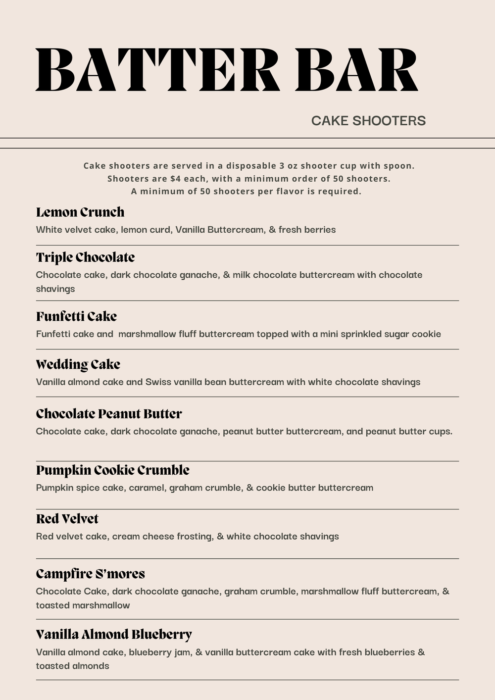 Catering — BATTER BAR