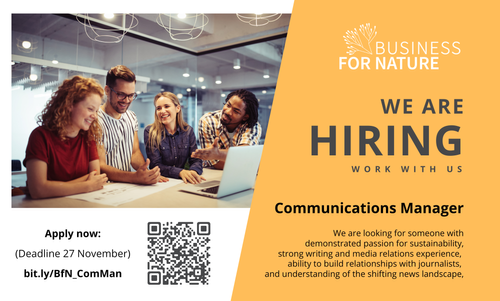 We’re hiring a Communications Manager. Apply today! — Business For Nature