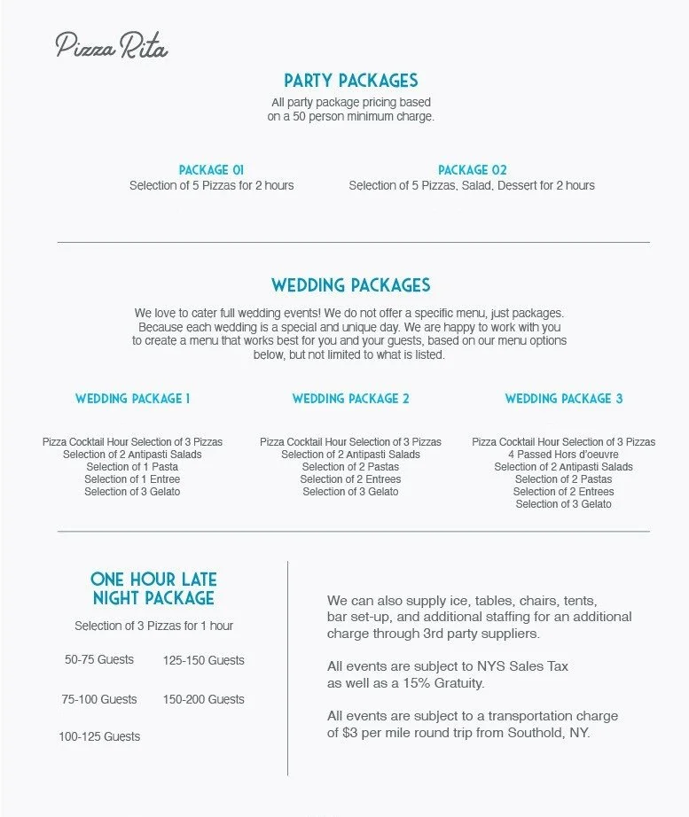 Menu — Pizza Rita