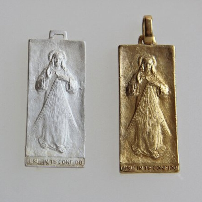 Original Image of Divine Mercy Round Pendant ENG/SPAN — Original Divine ...