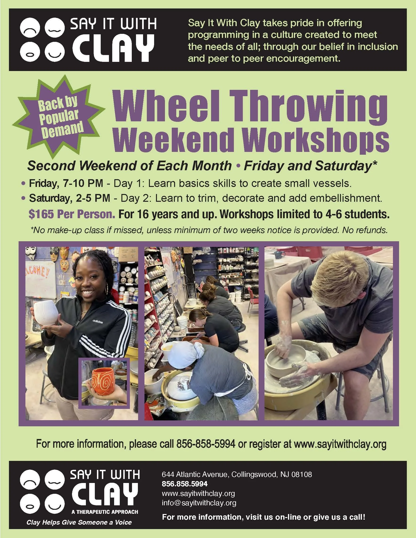 Wheel Throwing Weekend Workshops — Say it With Clay