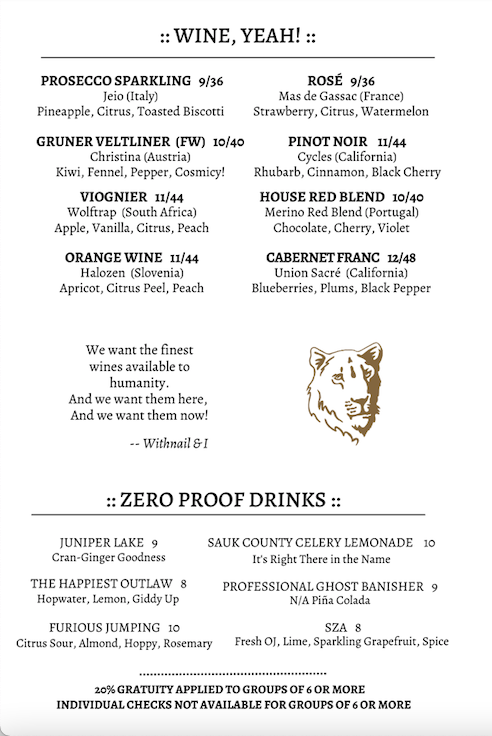 Settle Down Tavern - Menus