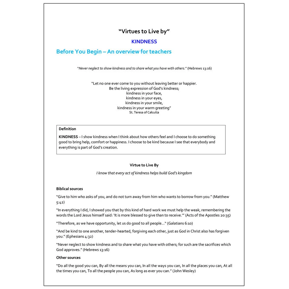 Summer Digital Resources — Virtues to Live By
