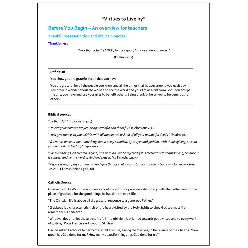 Autumn Digital Resources — Virtues to Live By
