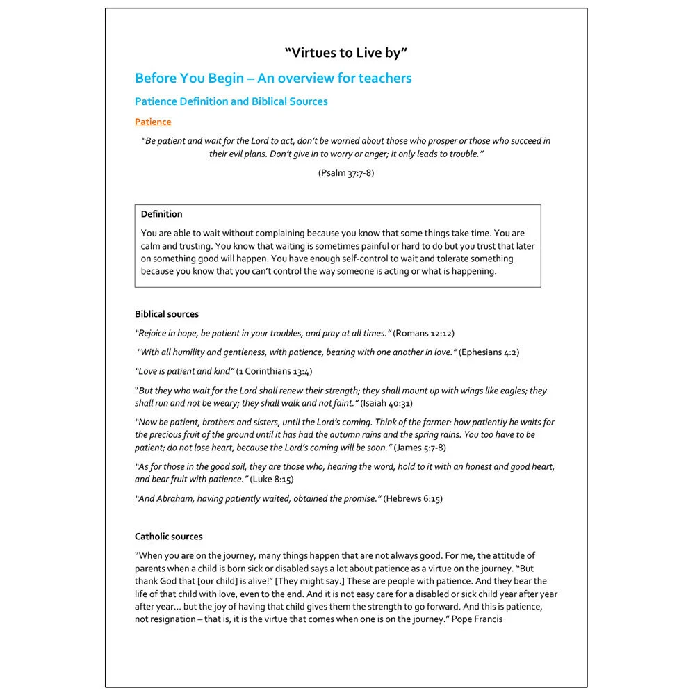Autumn Digital Resources — Virtues to Live By