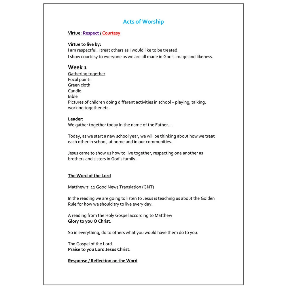 Autumn Digital Resources — Virtues to Live By