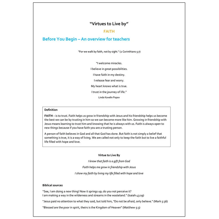 Spring Digital Resources — Virtues to Live By