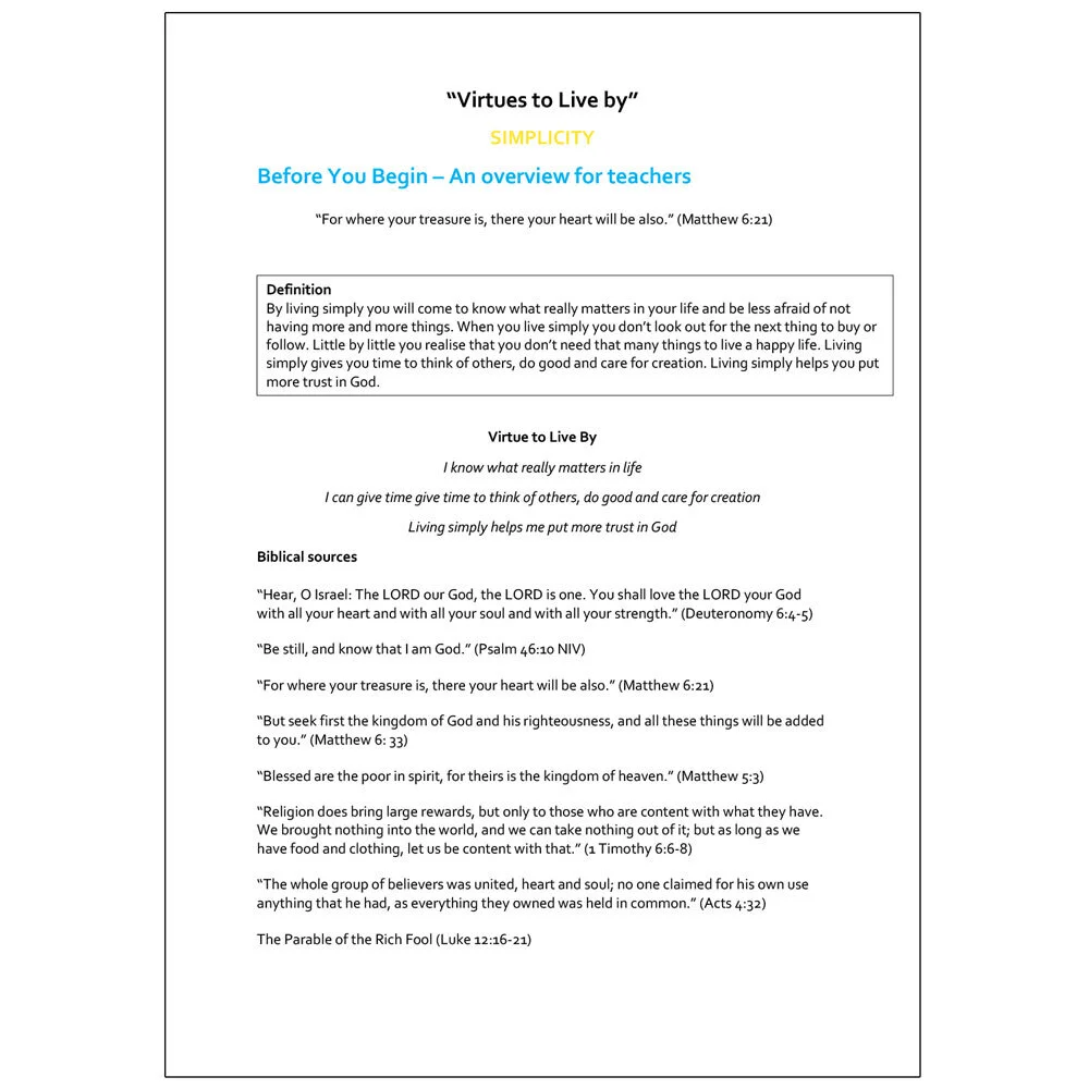 Spring Digital Resources — Virtues to Live By