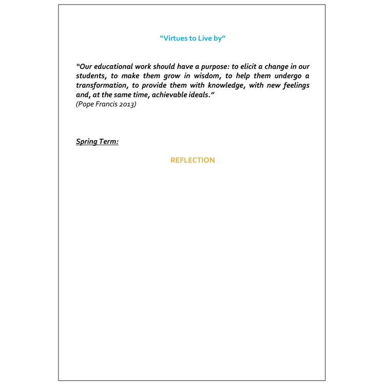 Spring (2nd Year Cycle) Digital Resources — Virtues to Live By