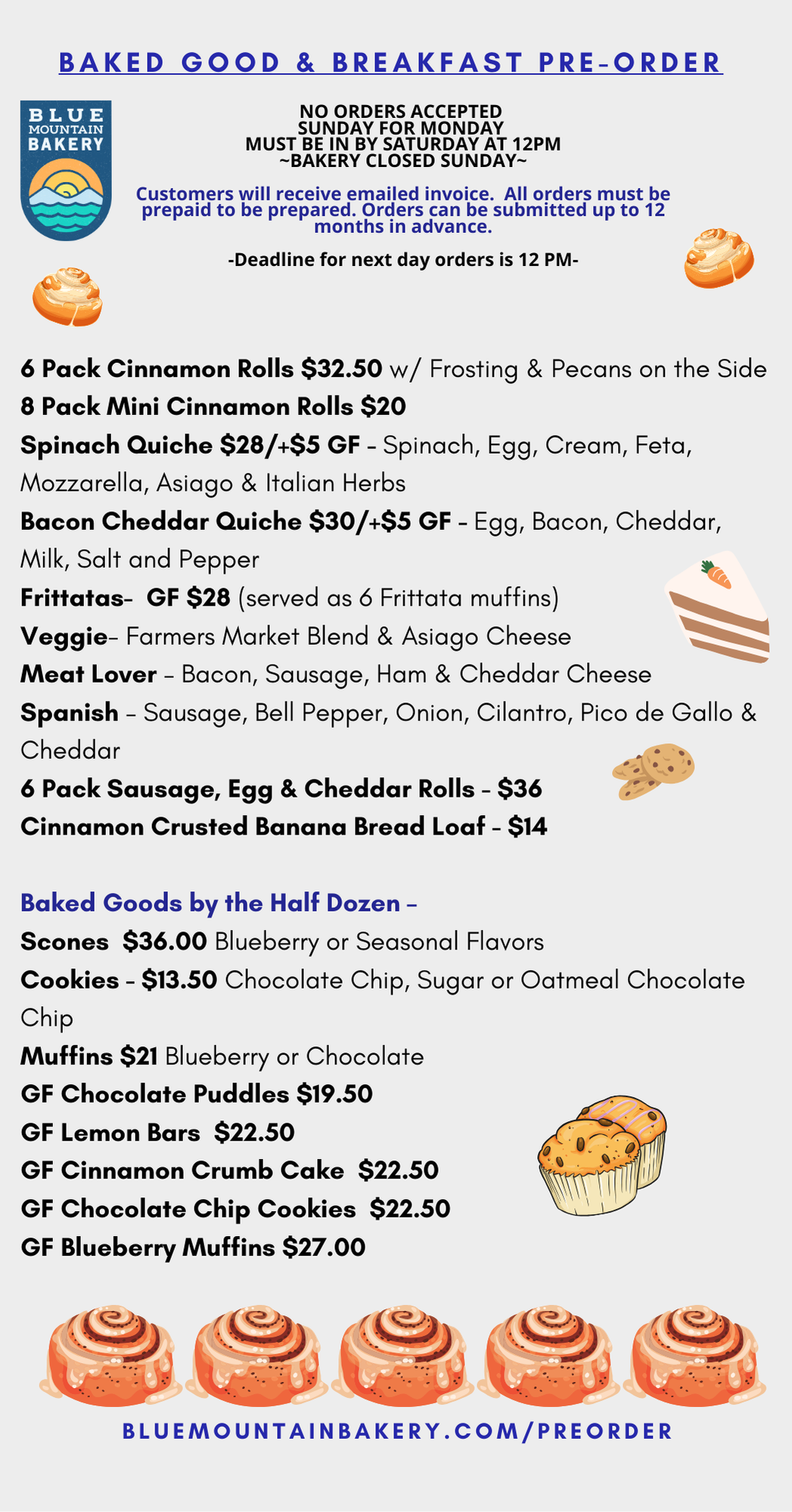 Bakery Preorder — Blue Mountain Bakery