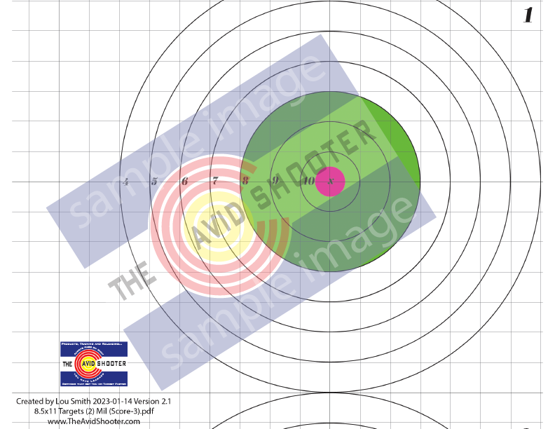 8.5x11 Targets (5) Mil (Score-3) — The Avid Shooter
