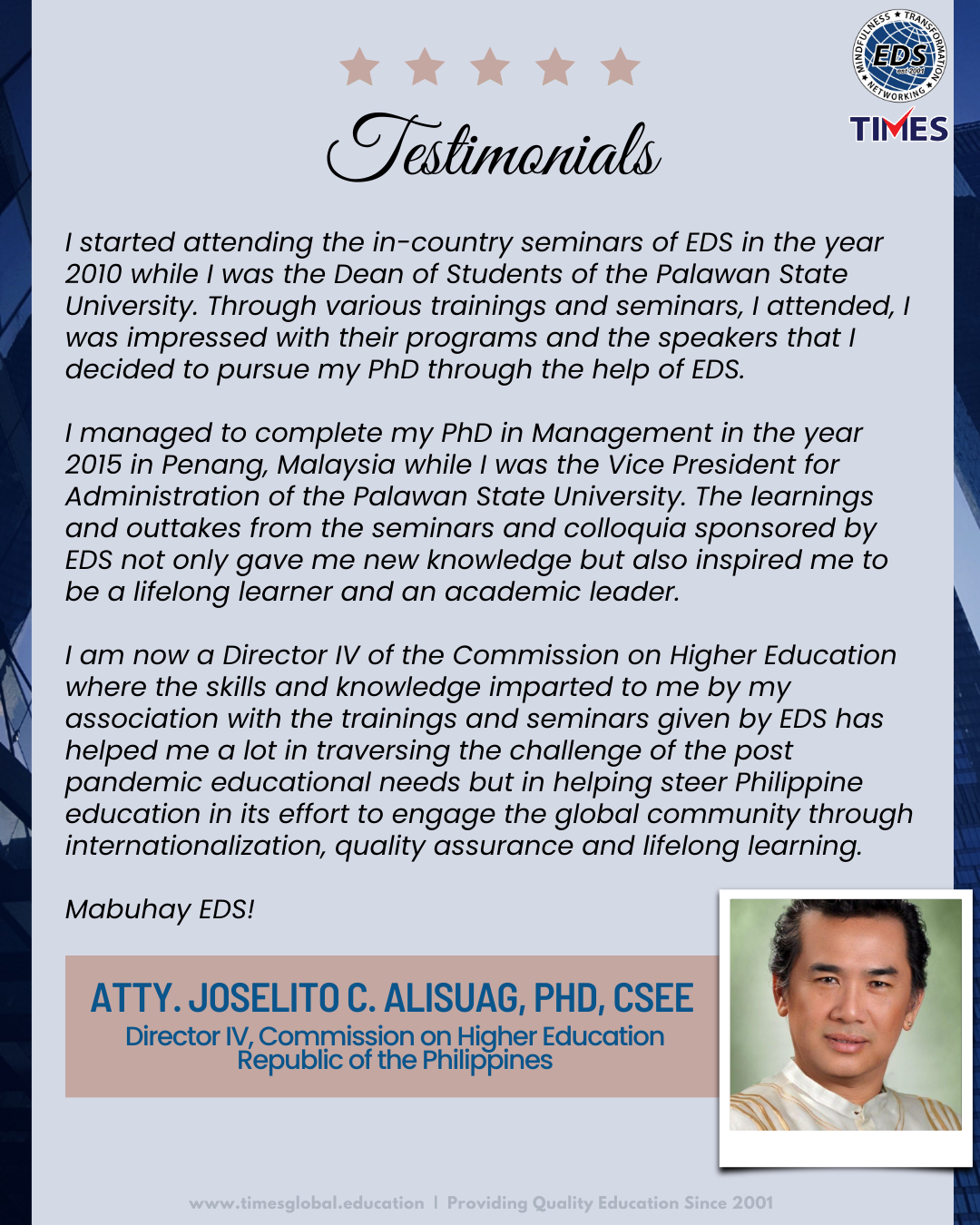 Testimonials — TIMES GLOBAL EDUCATION
