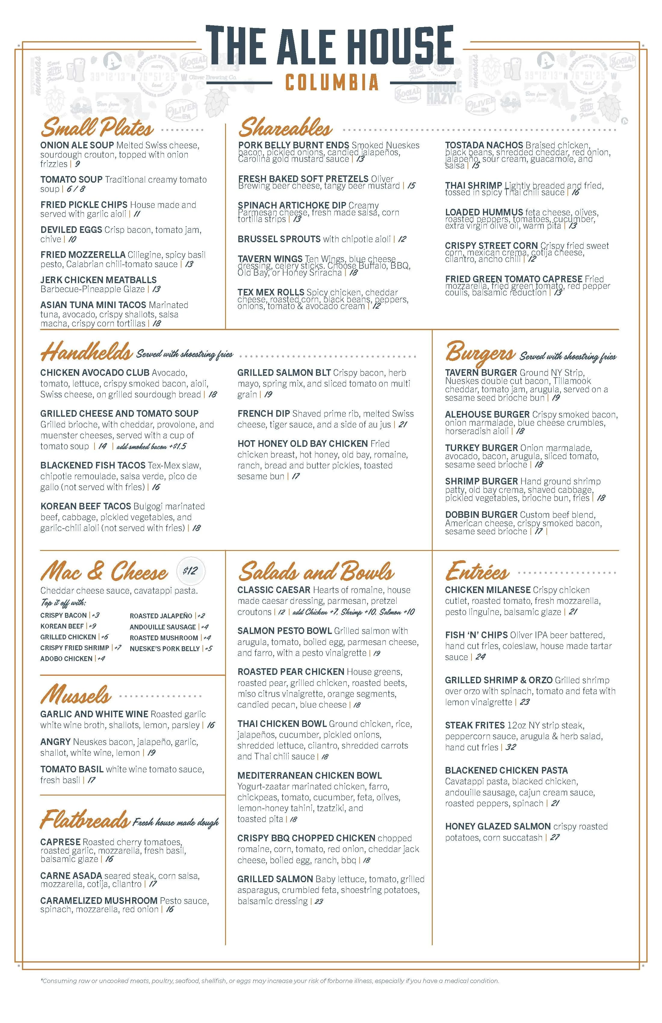 Menu — Ale House Columbia