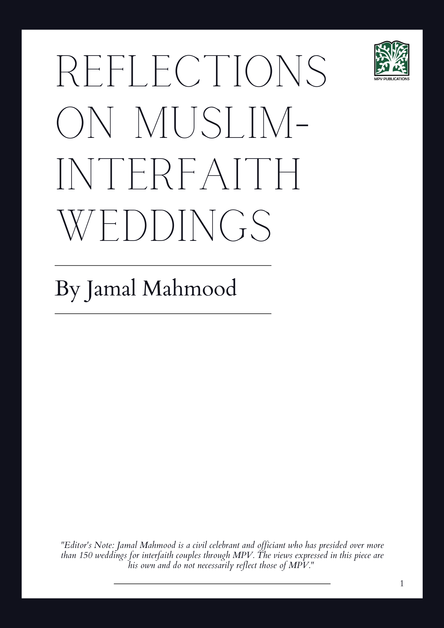 Reflections on Muslim-Interfaith Weddings — Muslims for Progressive Values