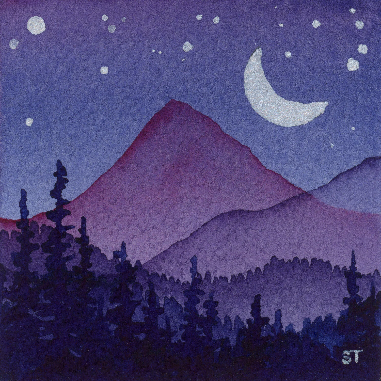 Painted Purple Night Sky