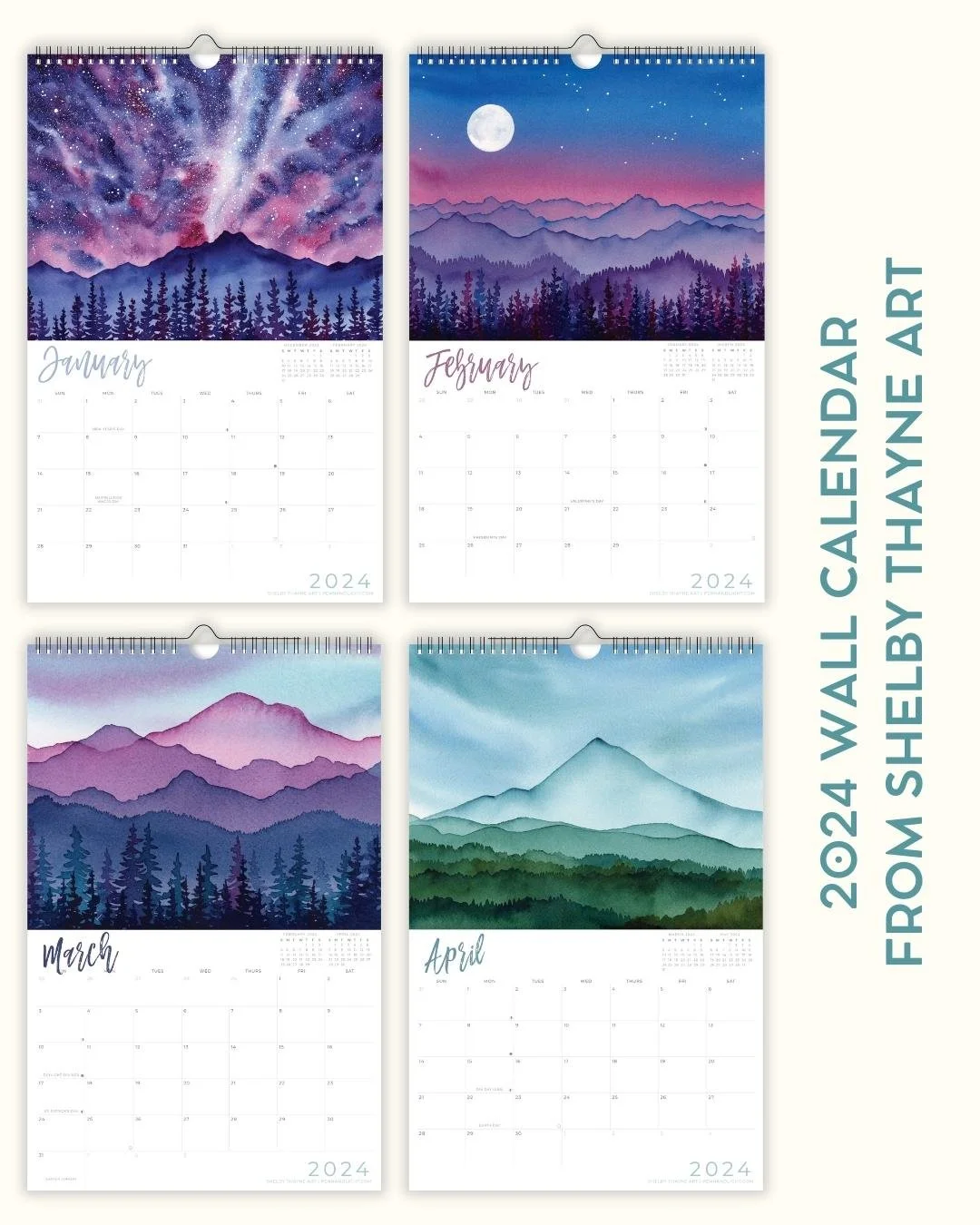 2025 Mountain Calendar | Colorful Landscape Wall Calendar | 11in x 17in ...