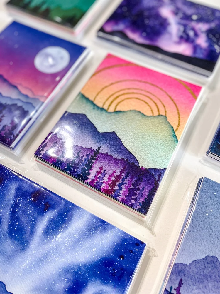 Mountain Sunshine Greeting Card Set | A2 folded blank stationery ...