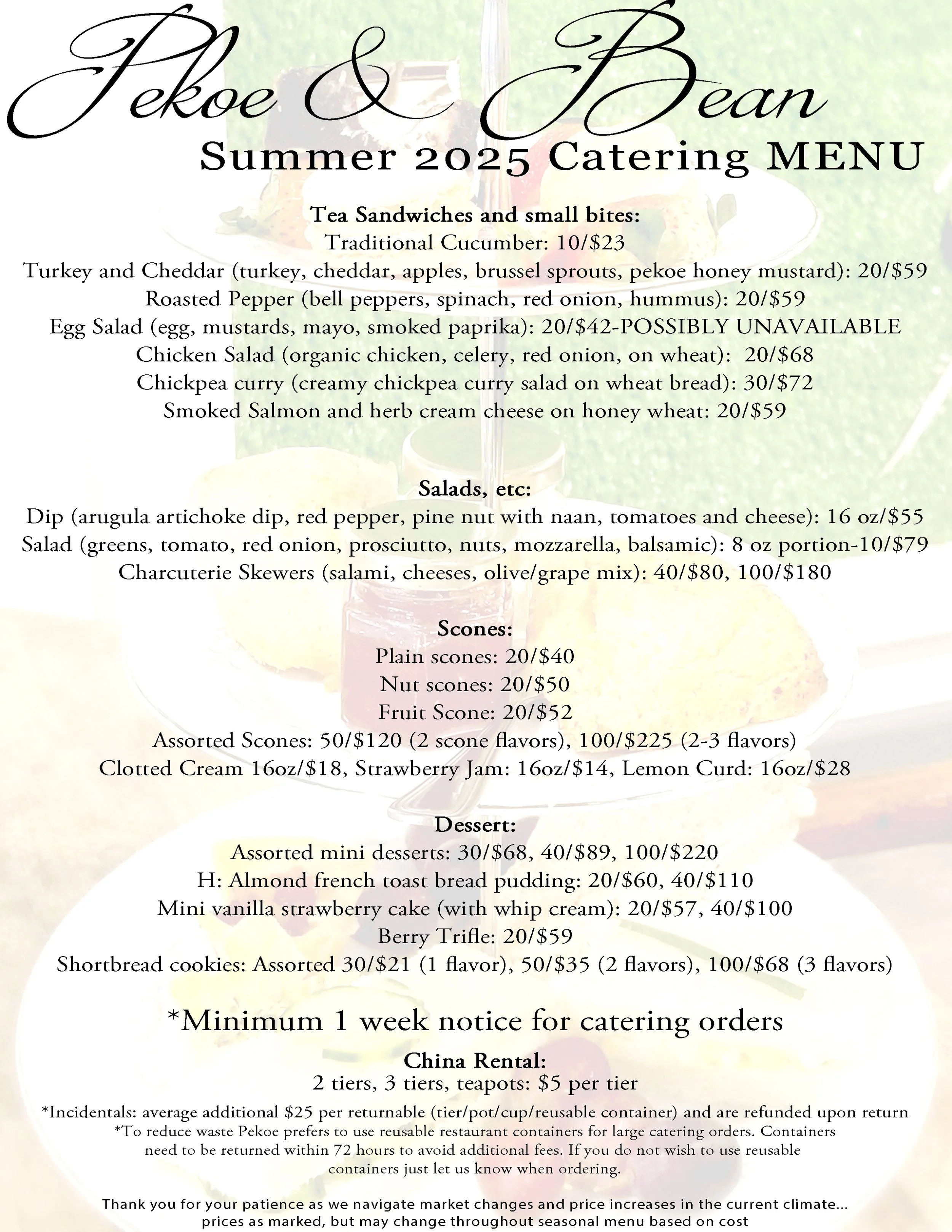 Menu — — Pekoe & Bean