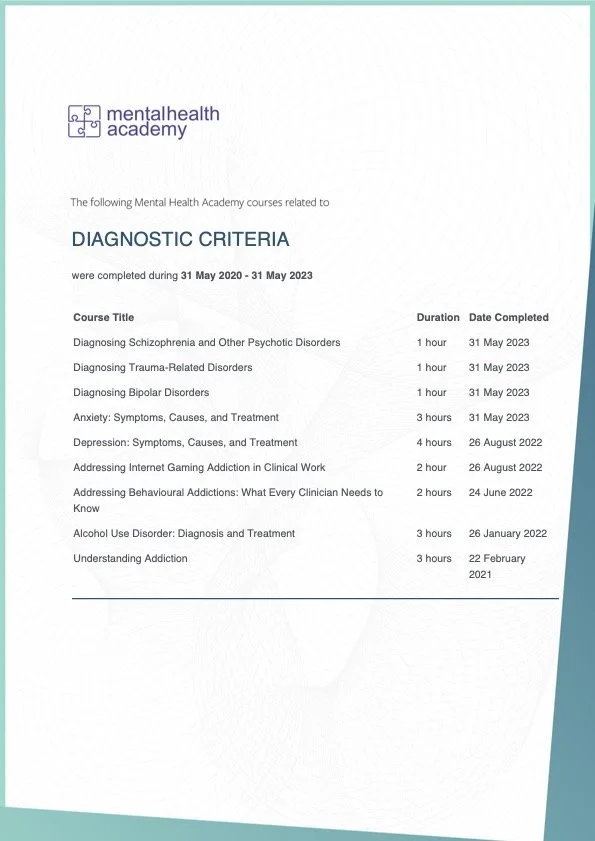 MH Certifications — 2464 Mental Health Coach