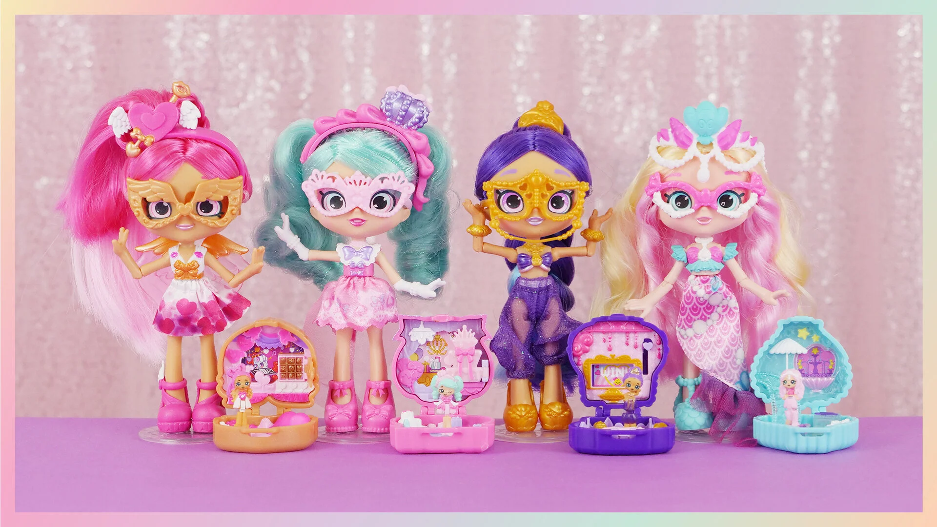 Shopkins Party Pop Up Dolls: Lippy Lulu, Bella Bow, Pearlina, Jenni ...