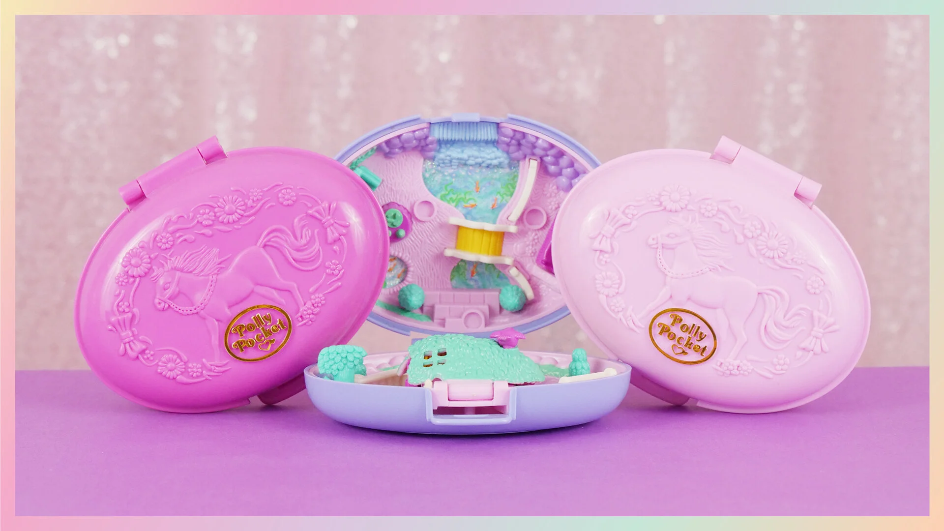 Polly Pocket Pony Parade 1995: Unicorn Meadow, Palomino Pony, Shetland ...