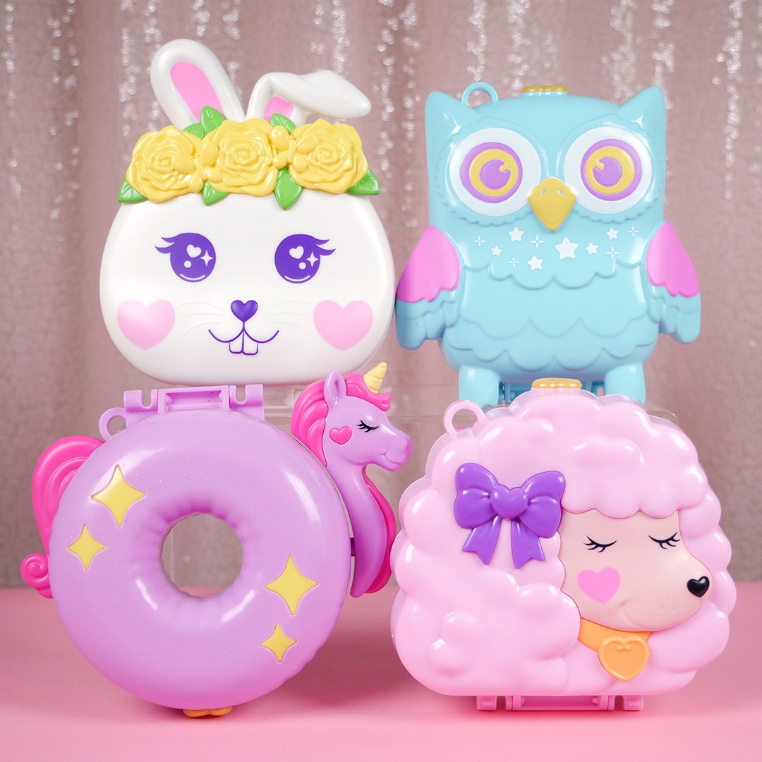 Showcase Polly Pocket Groom And Glam Poodle Unicorn Floatie Garden Bunny Sleepover Owl Kerchie