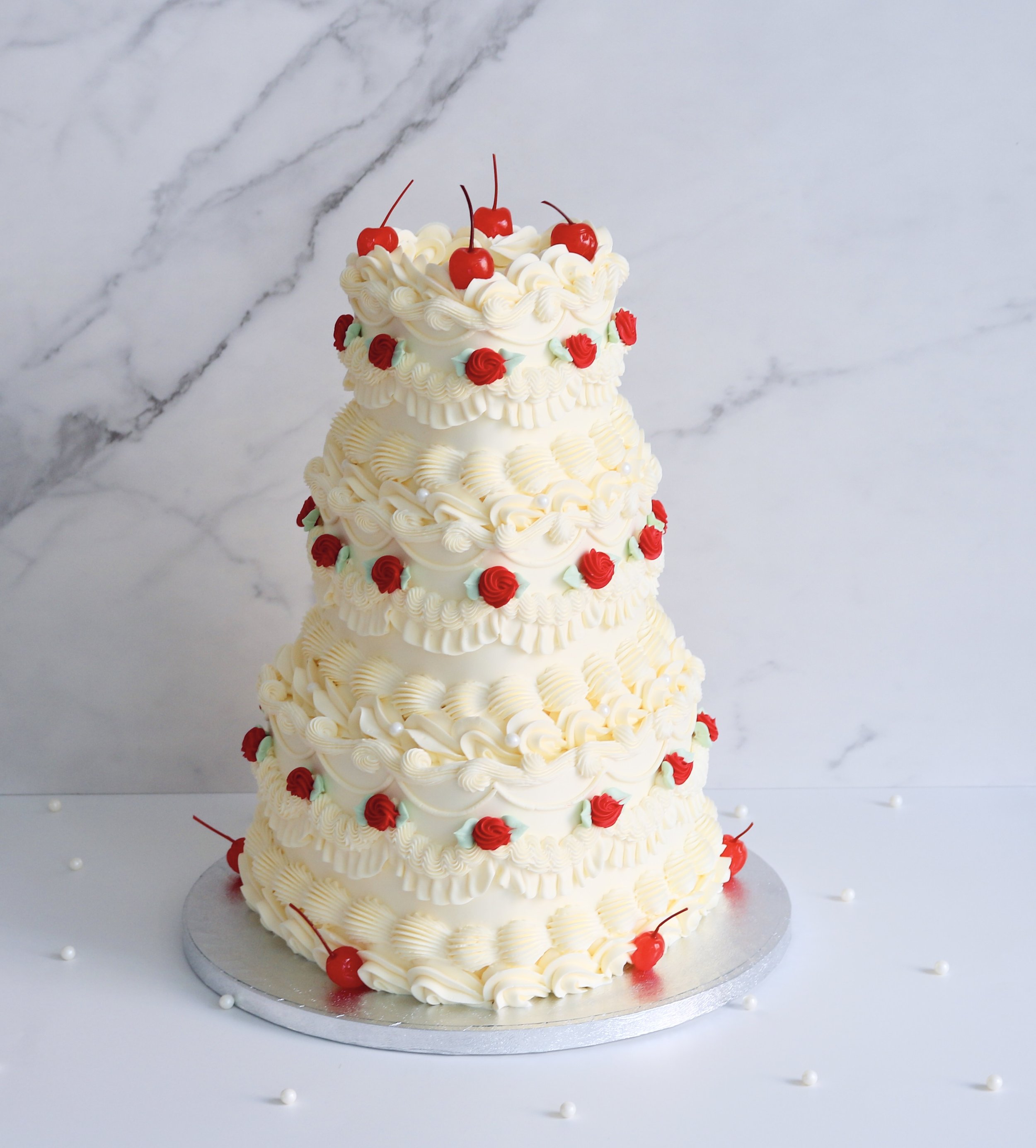 Cerise | Vintage Cake | Wedding Cake | Em Cakes