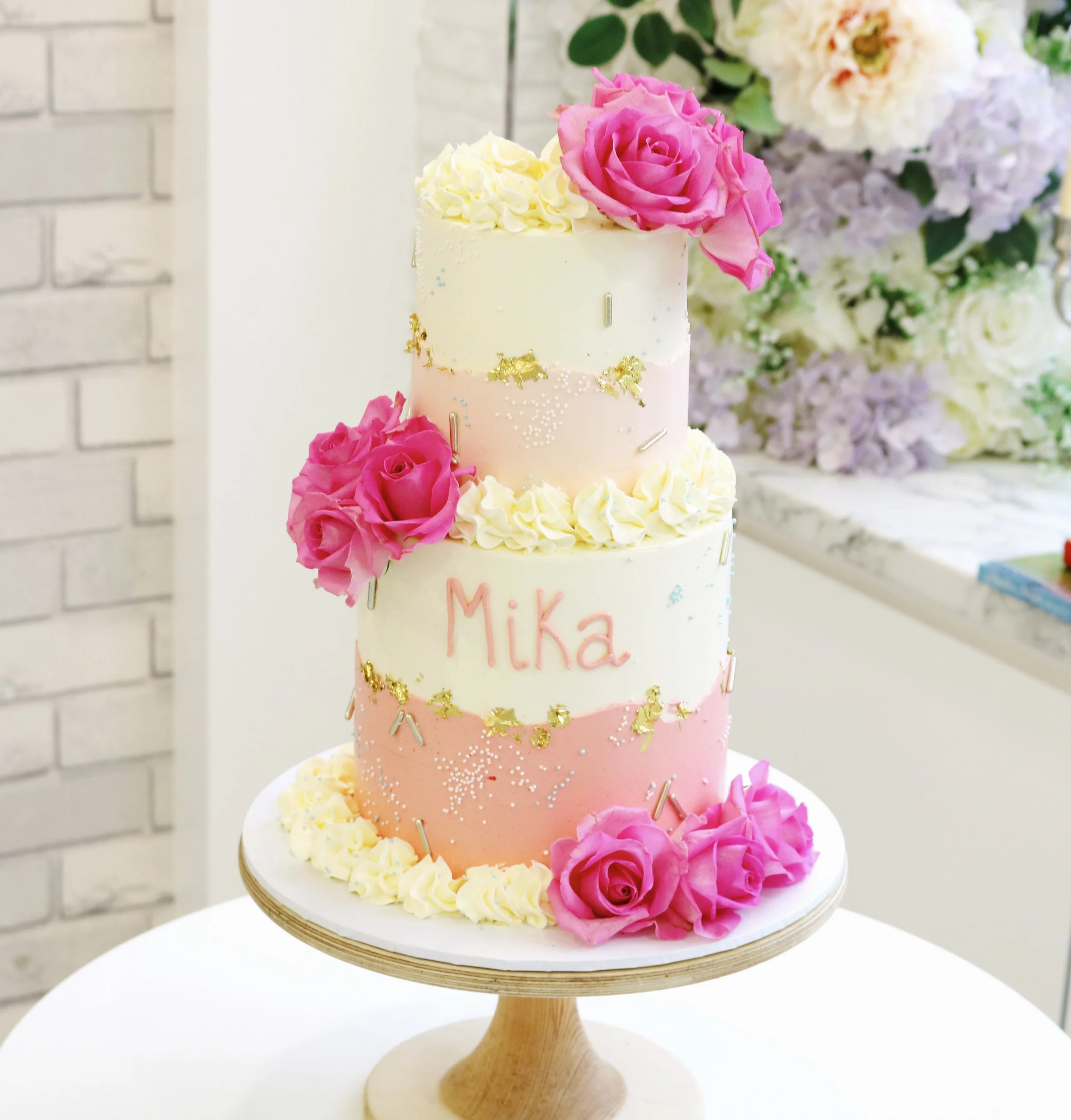 Double Tiered Pink Cake London | Em Cakes