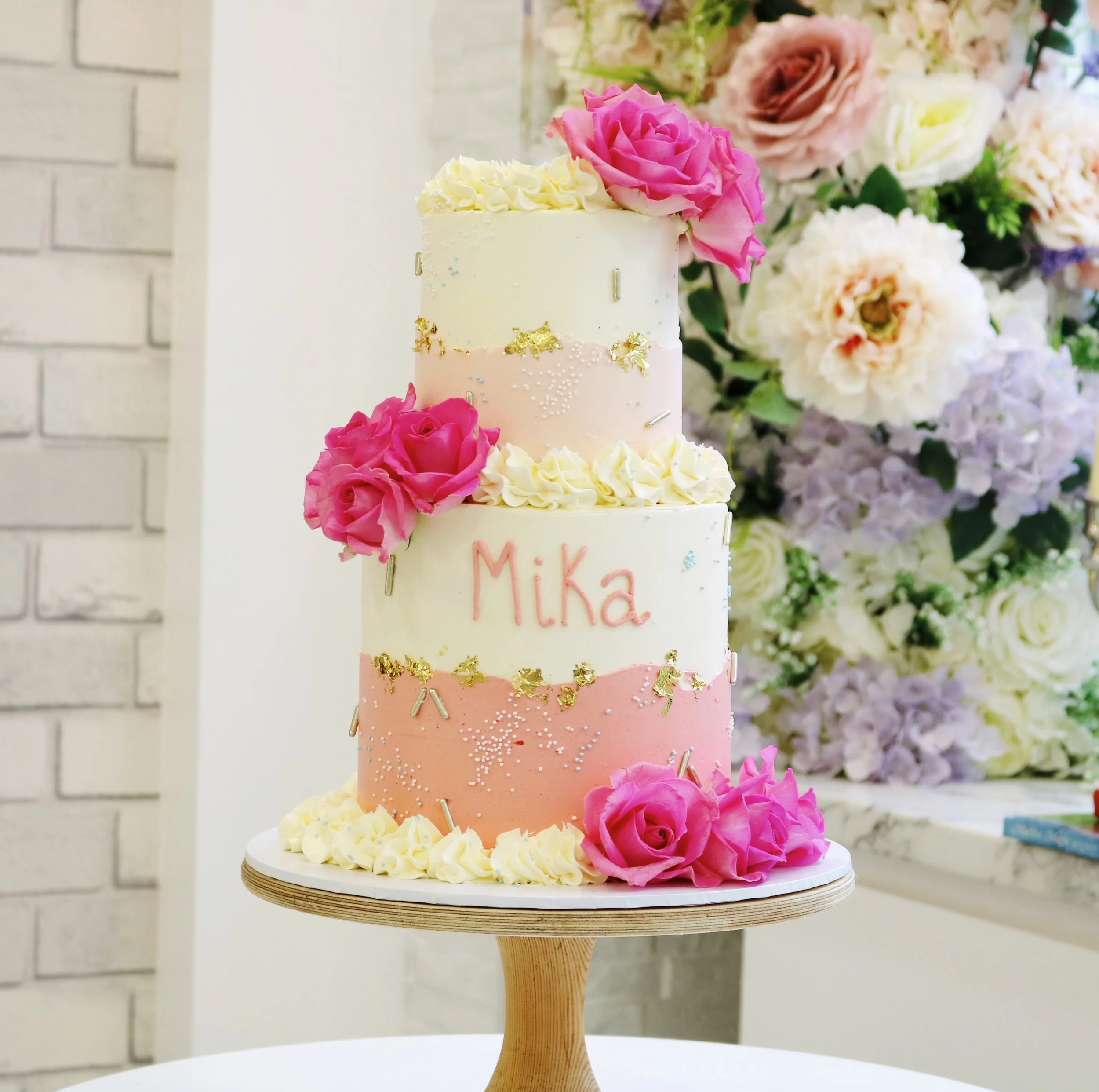 Double Tiered Pink Cake London | Em Cakes