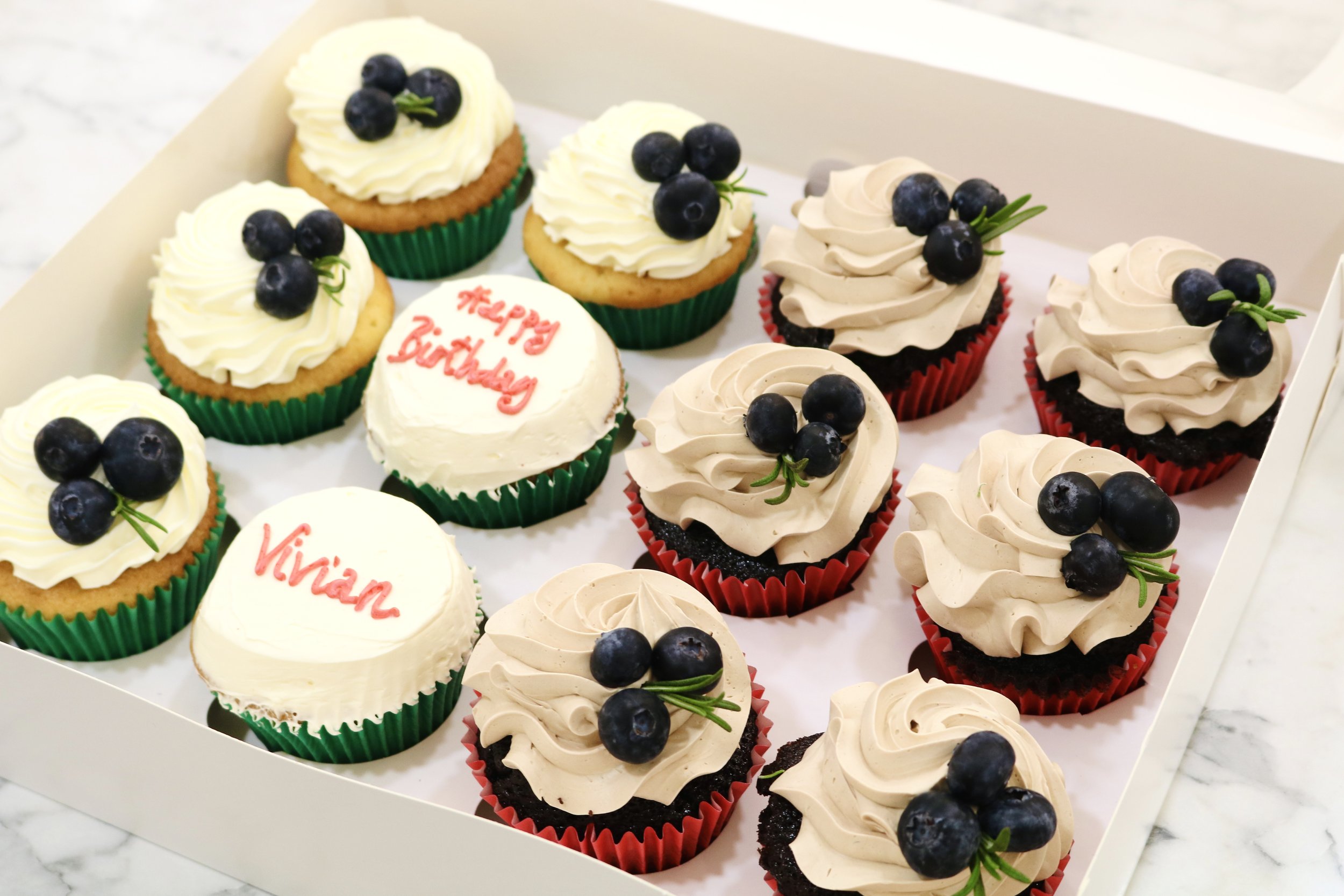 Mixed Flavour Birthday Cupcake Box London | Em Cakes