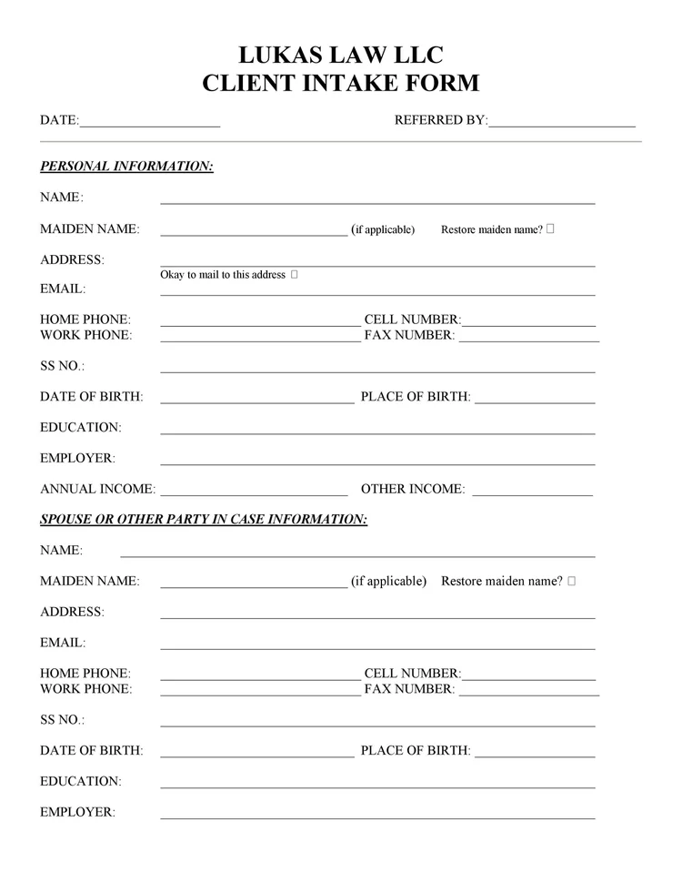 Intake Forms — Lukas Law, LLC