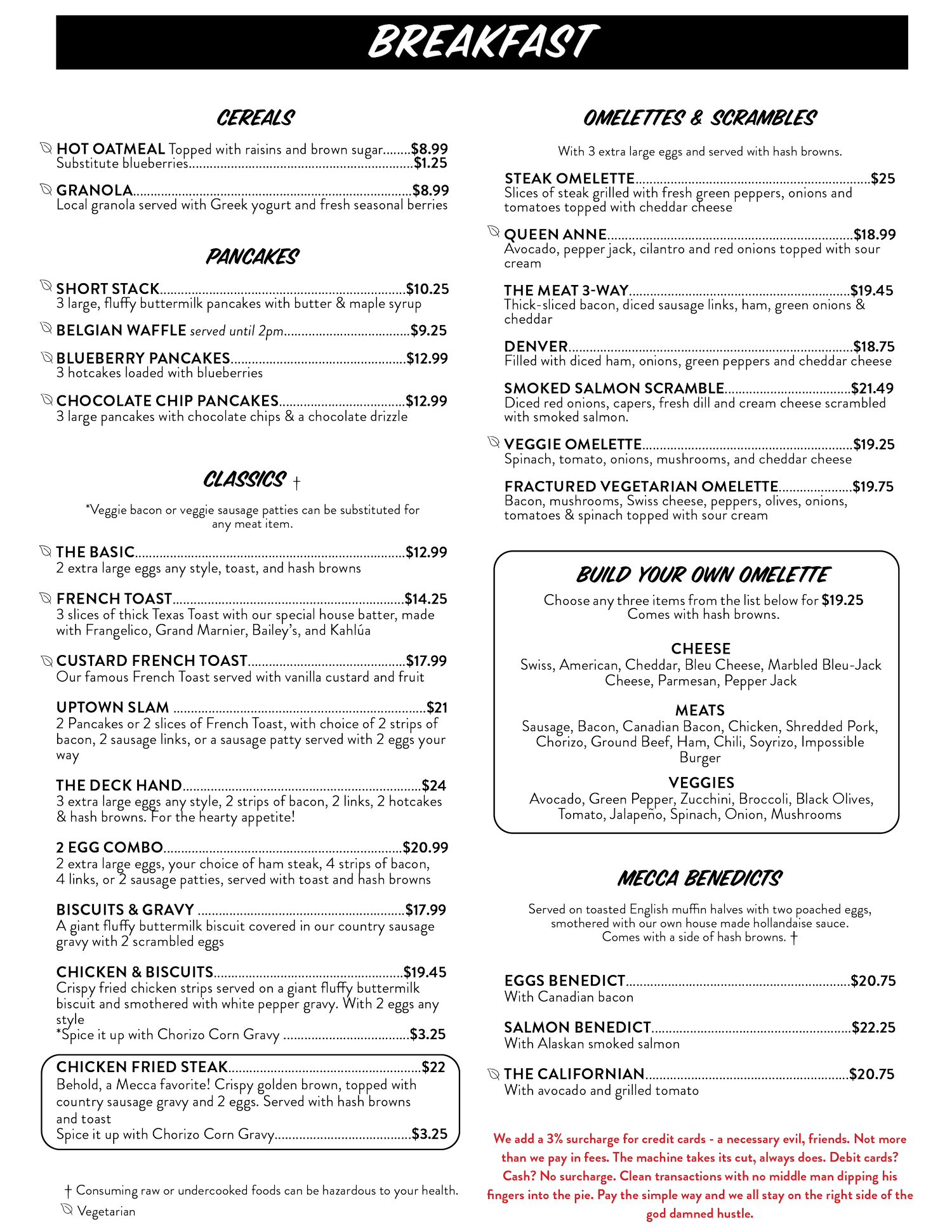 Main Menu — Mecca Cafe
