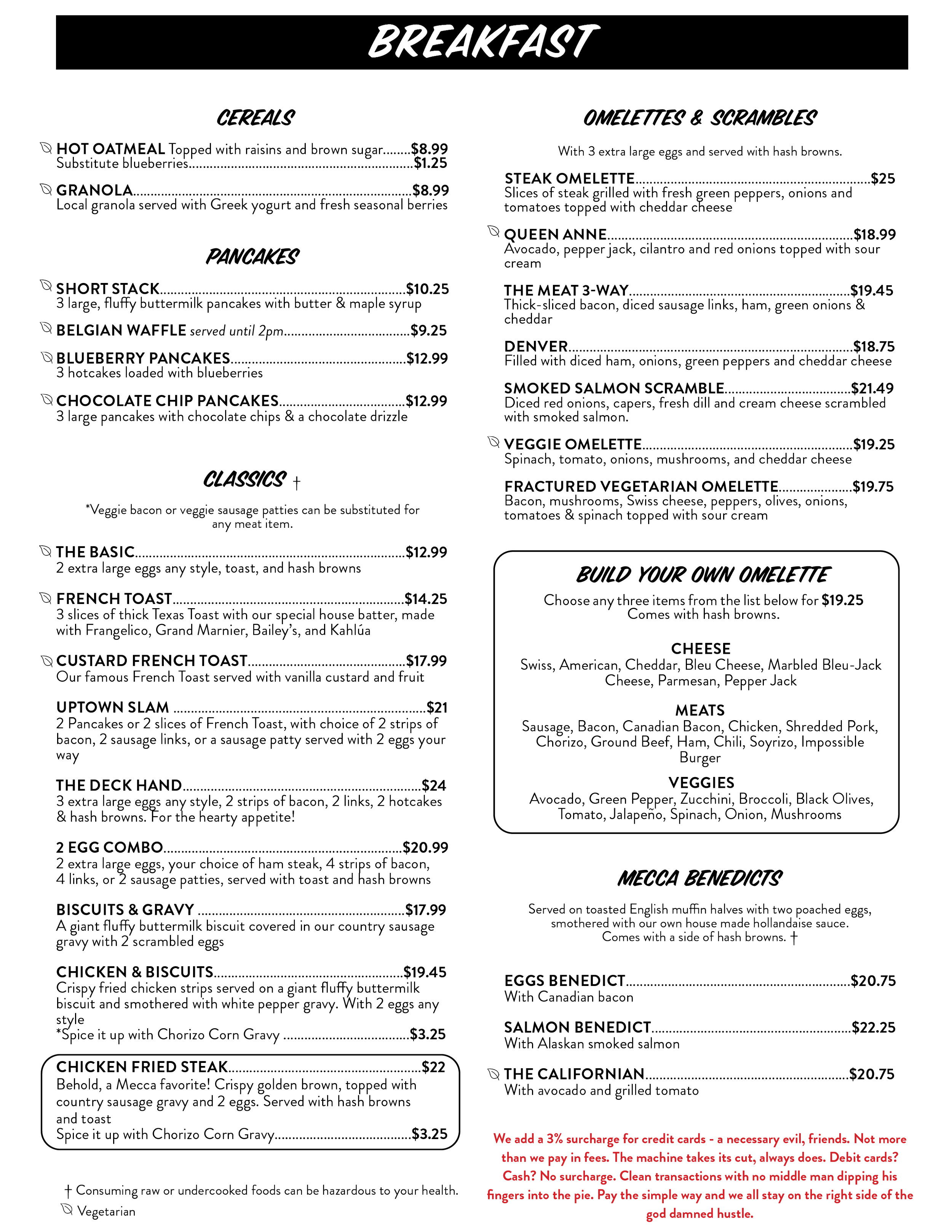 Main Menu — Mecca Cafe