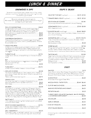 Main Menu — Mecca Cafe