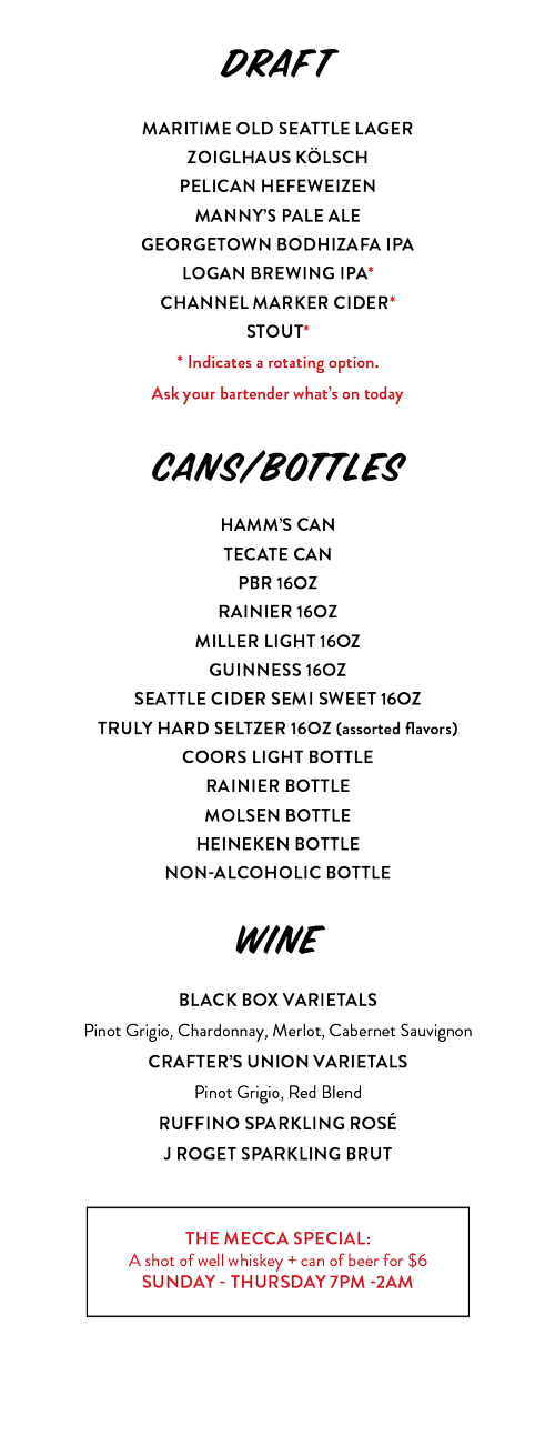 Main Menu — Mecca Cafe