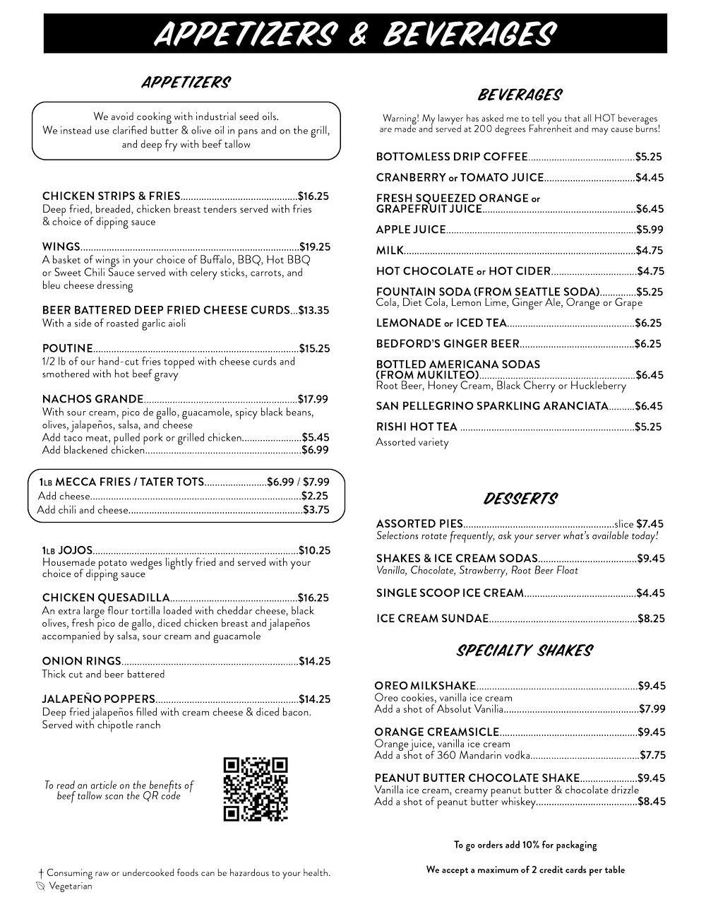 Main Menu — Mecca Cafe