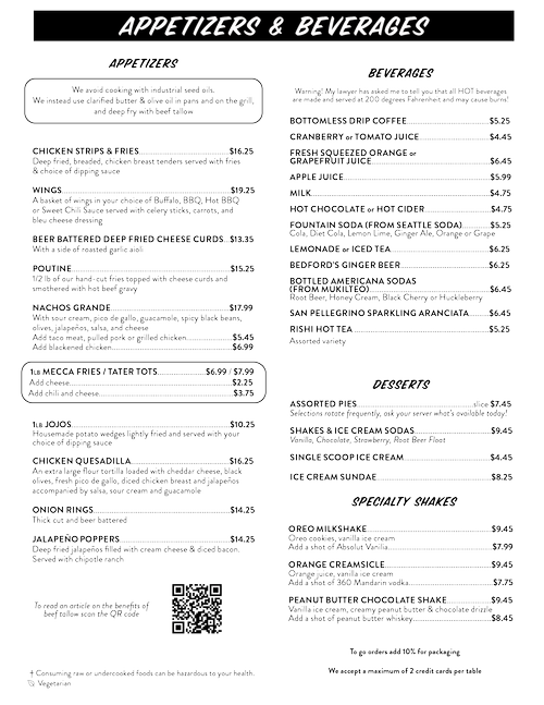 Main Menu — Mecca Cafe