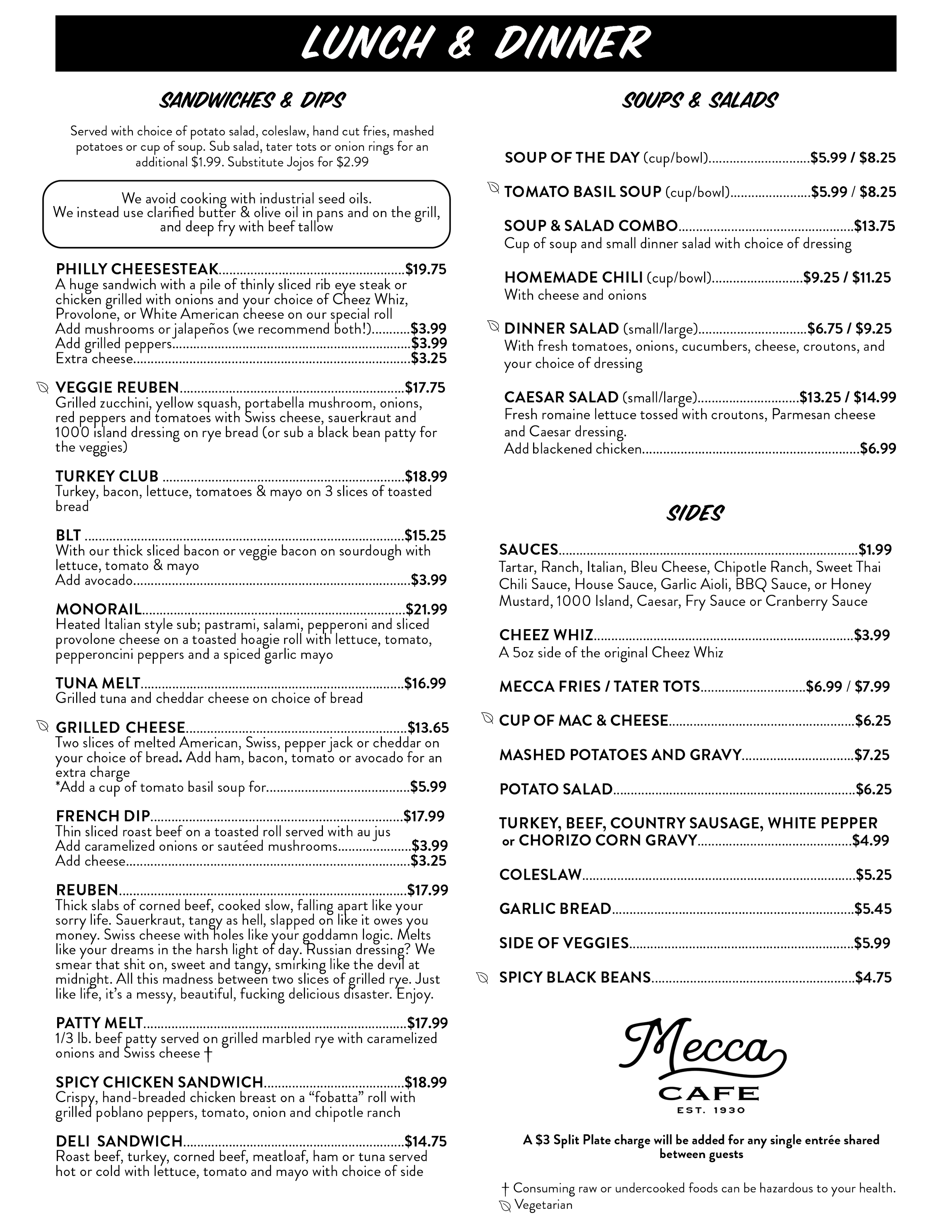 Main Menu — Mecca Cafe
