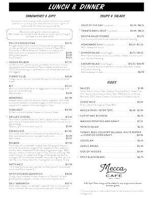 Main Menu — Mecca Cafe