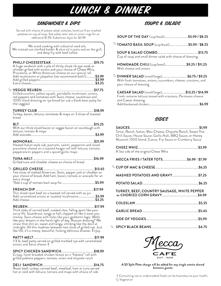 Main Menu — Mecca Cafe
