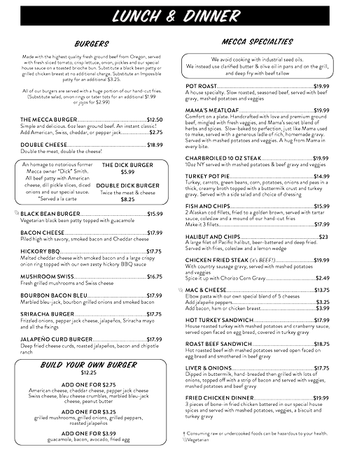 Main Menu — Mecca Cafe