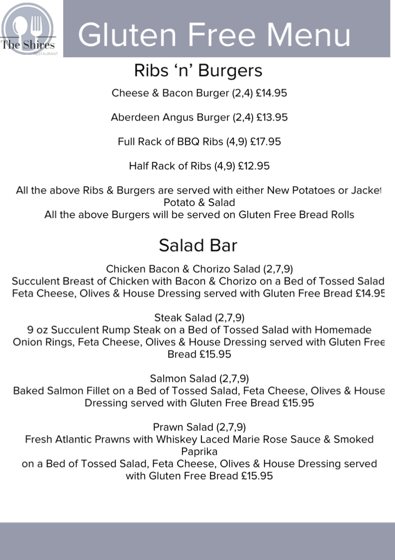 The Shires Menu — the shires pub and restaurant