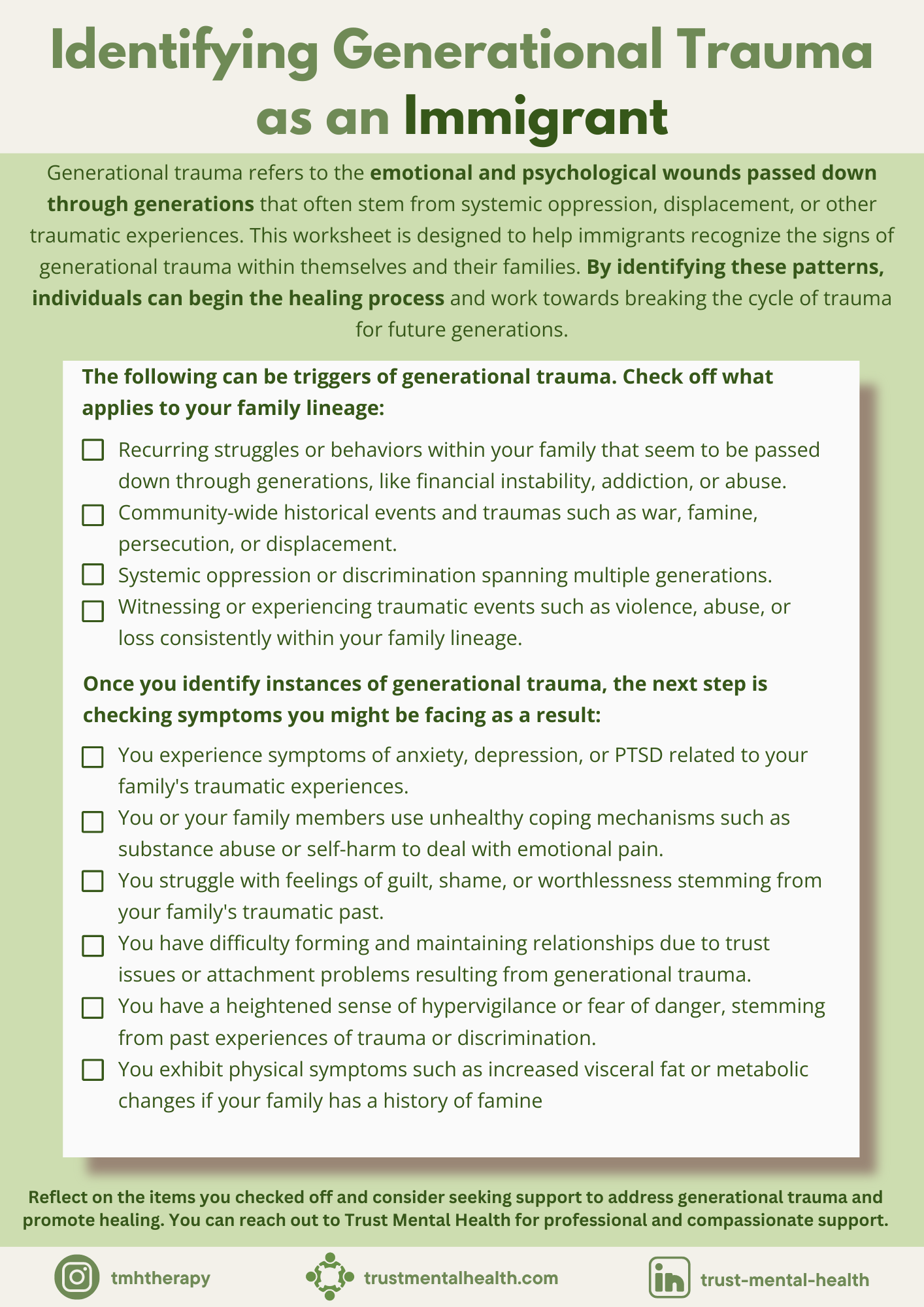 Self-Reflections Worksheets | Trust Mental Health