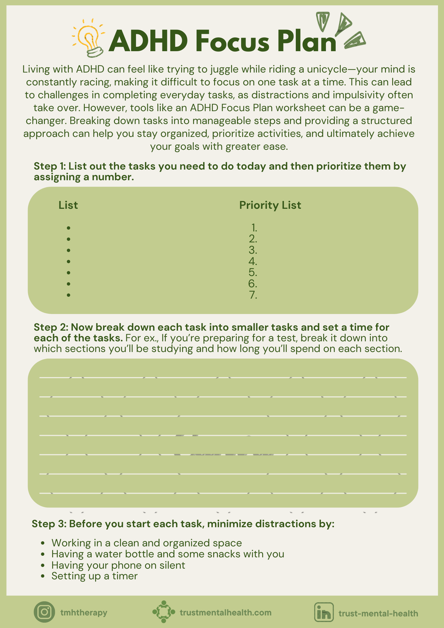 Coping Strategies Worksheets | Trust Mental Health