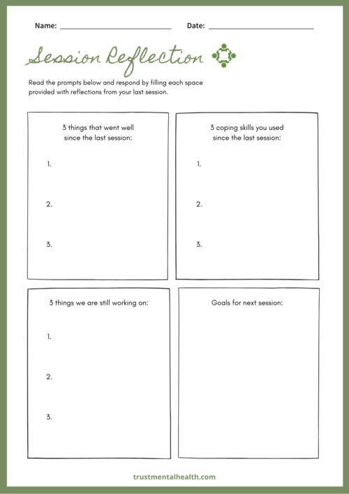 Self-Reflections Worksheets | Trust Mental Health
